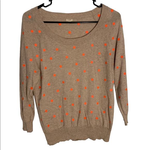 J. Crew | Sweaters | J Crew Camel And Orange Polka Dot Sweater Xs ...